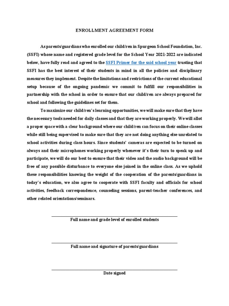 Edited - Enrollment Agreement Form | PDF