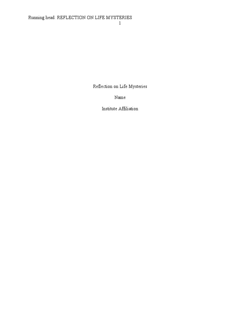 Reflection On Life Mysteries | PDF | Poverty | Poverty & Homelessness