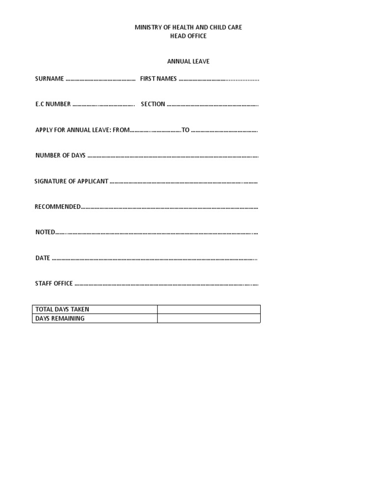 Annual Leave Application Form Template | PDF | Business | Technology ...