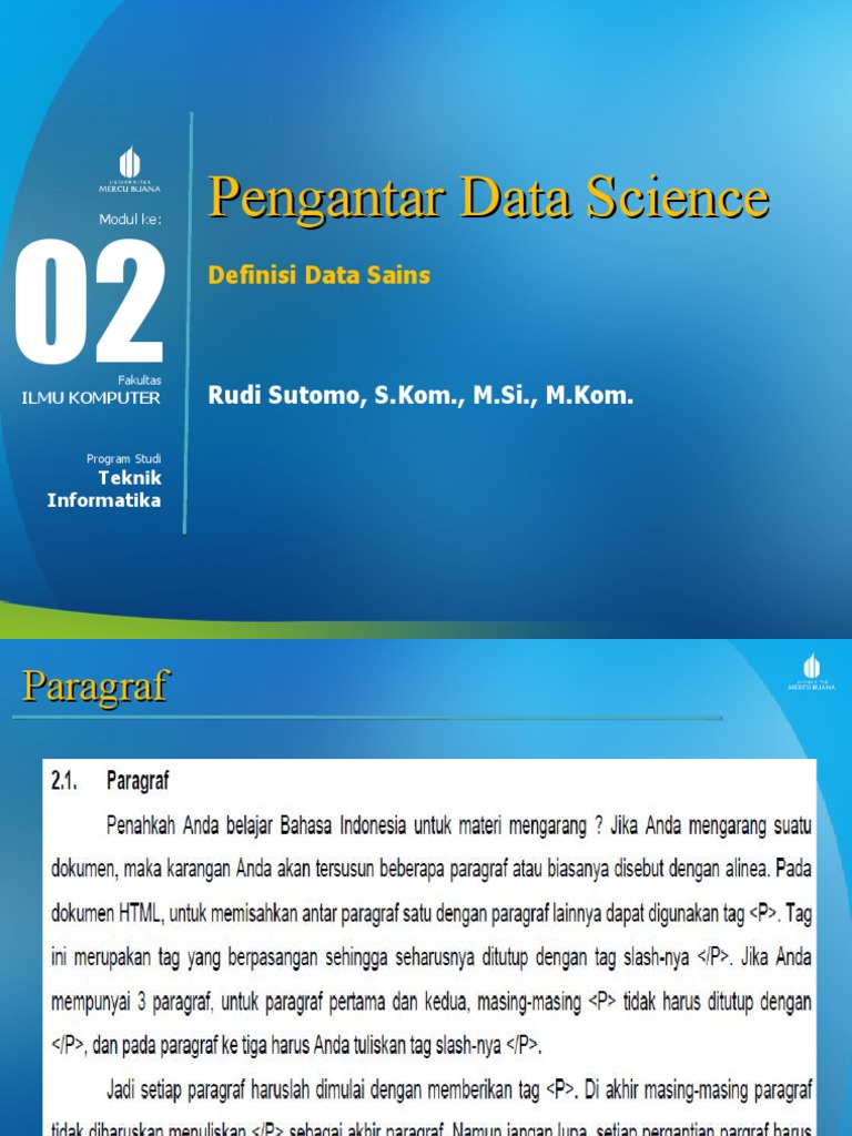 Modul 2 Pengantar Data Science Definisi Data Sains | PDF
