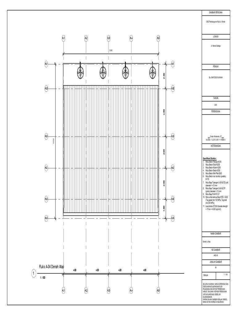 RUKO 1 - Sheet - ARS-06 - Denah LT Atap | PDF