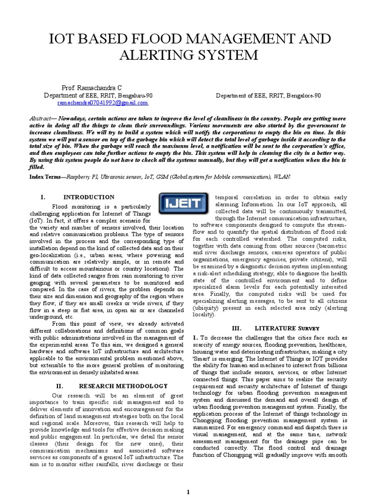 Iot Based Flood Management and Alerting System: Prof. Ramachandra C ...