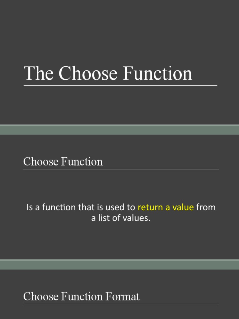 The Choose Function | PDF | Computers