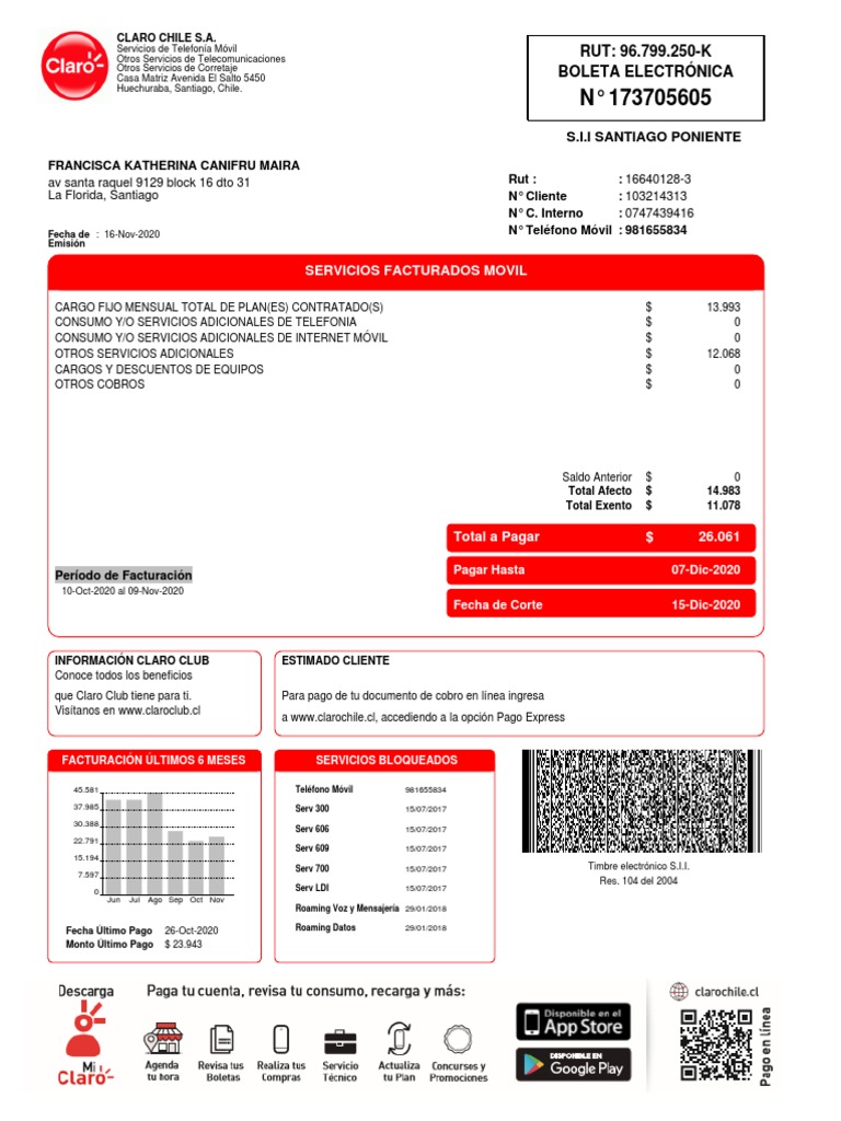 Resumen de Facturación Móvil Claro | PDF | Telefonía móvil ...