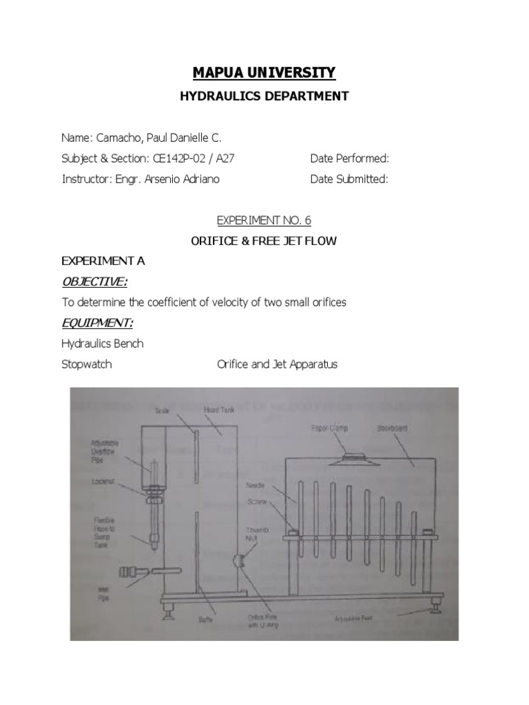 Mapua University: Hydraulics Department | PDF | Process Engineering ...