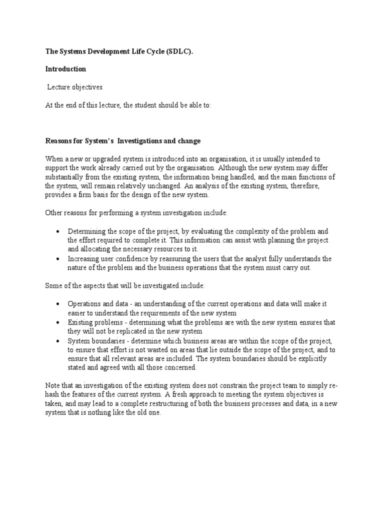 System Development Life Cycle (SDLC) | PDF | Feasibility Study | Prototype