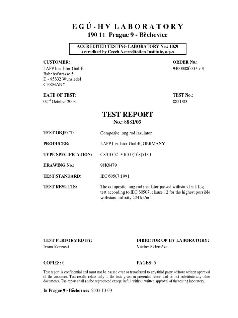 Polution Test On Rodurflex 400kV | PDF | Insulator (Electricity ...