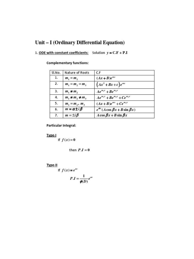 ODE and Vector Calculus Notes | PDF | Ordinary Differential Equation ...