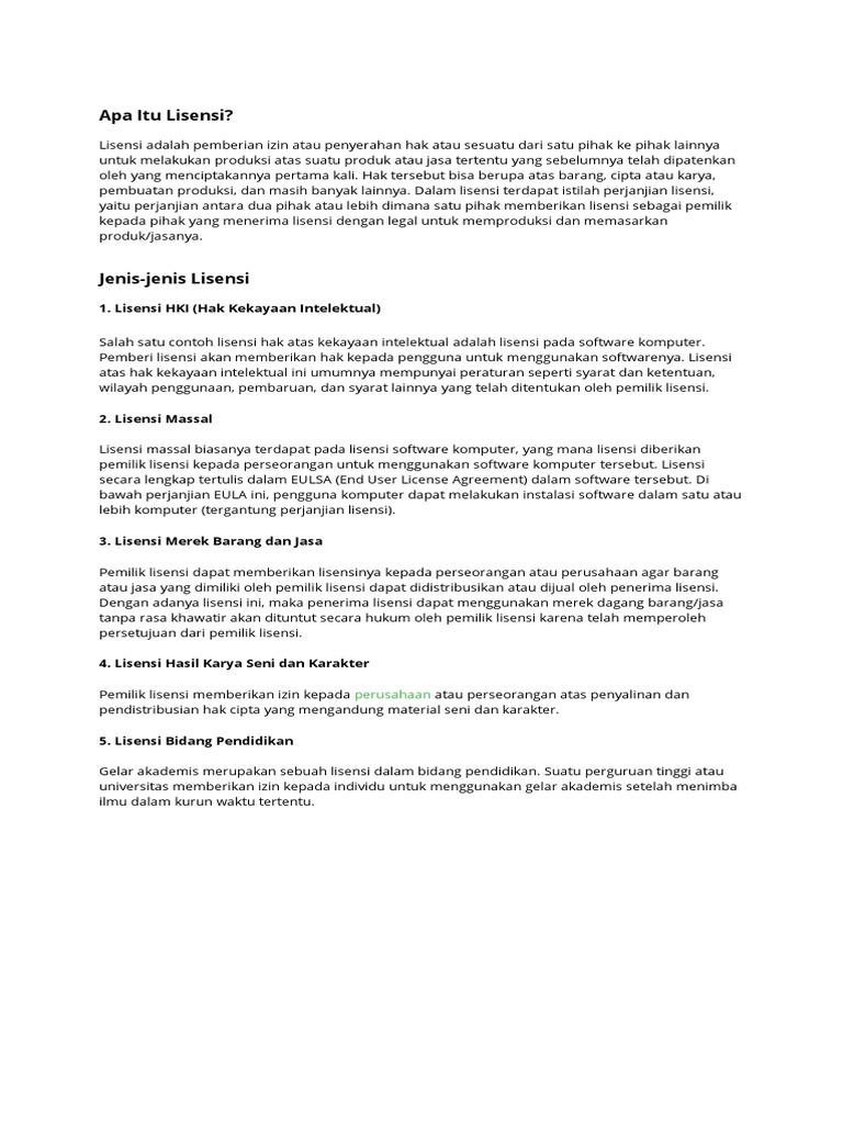 Apa Itu Lisensi | PDF