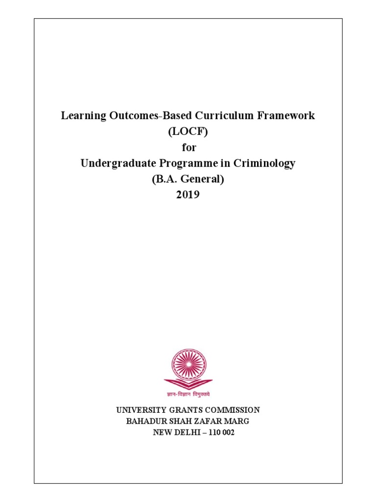 Learning Outcomes-Based Curriculum Framework (LOCF) For Undergraduate ...