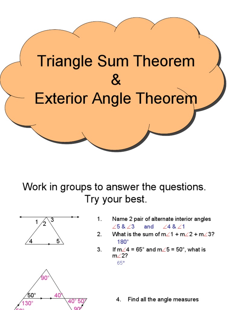 ANgles in Triangle Sum Theorem | PDF | Triangle | Angle