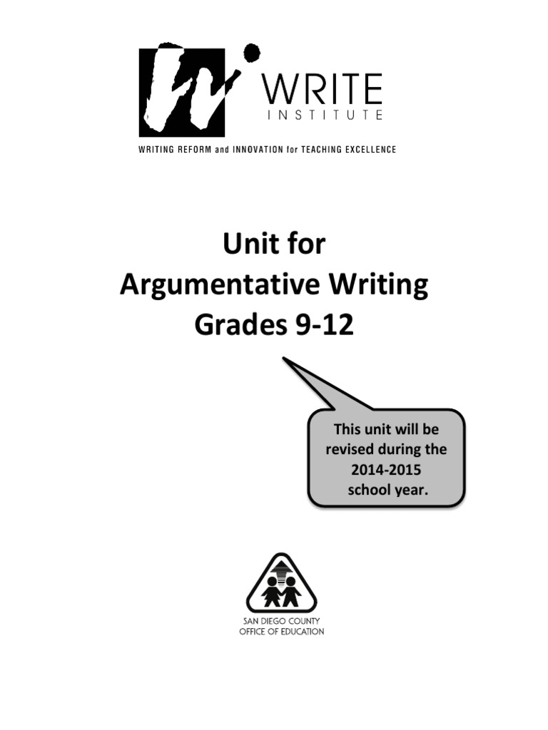 Unit For Argumentative Writing Grades 9 - 12 | PDF | Essays | Rubric ...