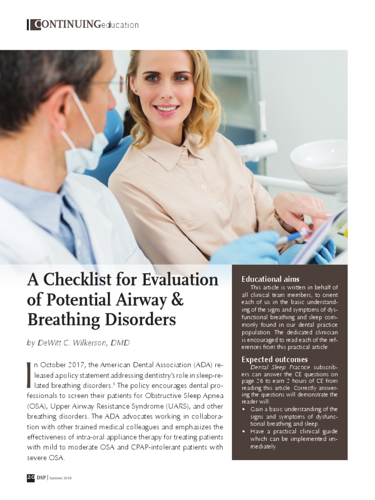 Checklist For Evaluation of Potential Airway & Breathing Disorders ...