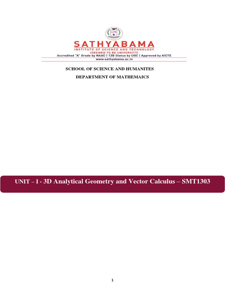 3D Geometry & Vector Calculus Guide | PDF | Sphere | Cartesian ...