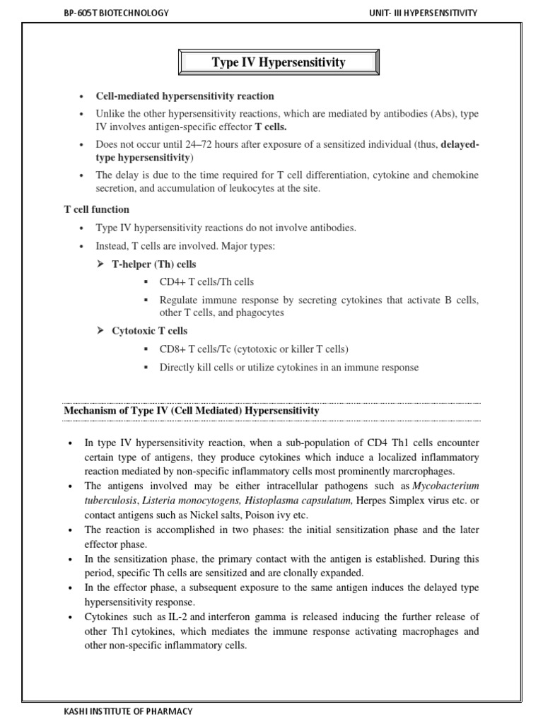 Hypersensitivity IV & V | PDF | T Helper Cell | Immune System