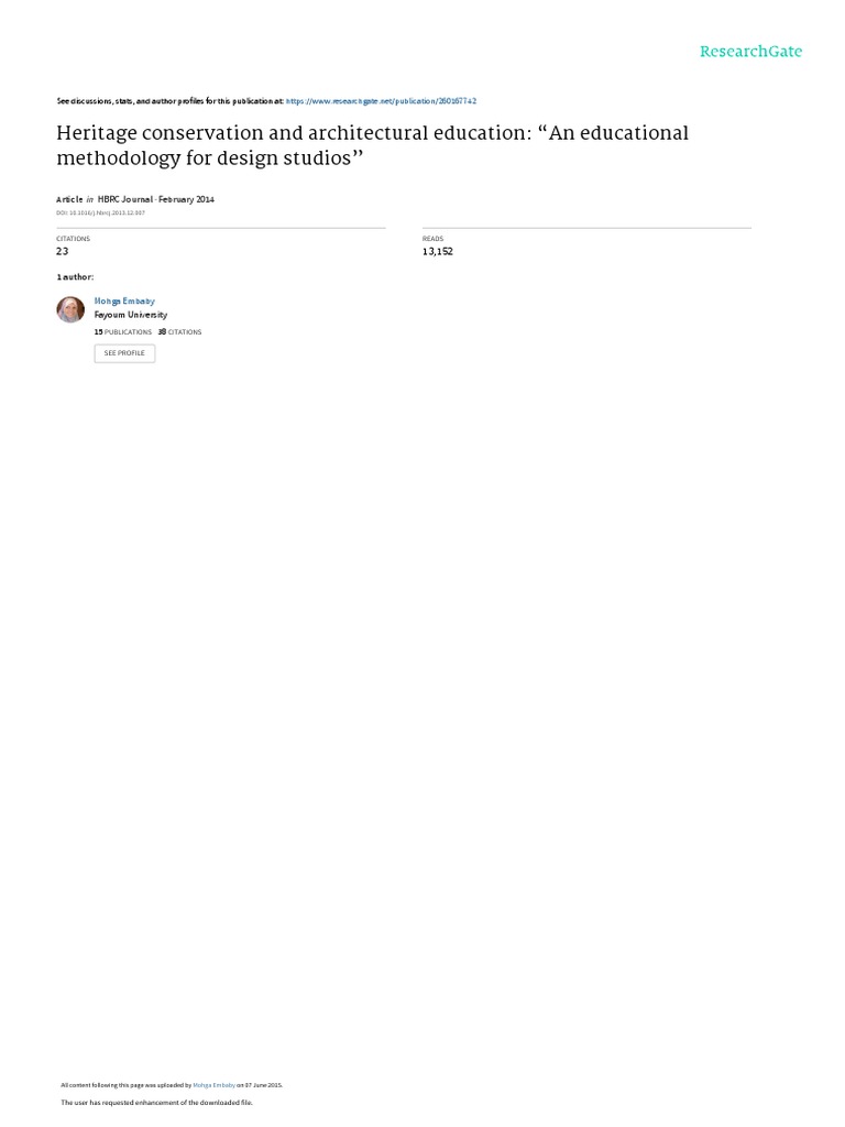 Heritage Conservation and Architectural Education | PDF | Design ...