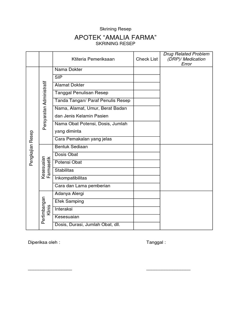 Skrining Resep | PDF Skrining Resep | PDF