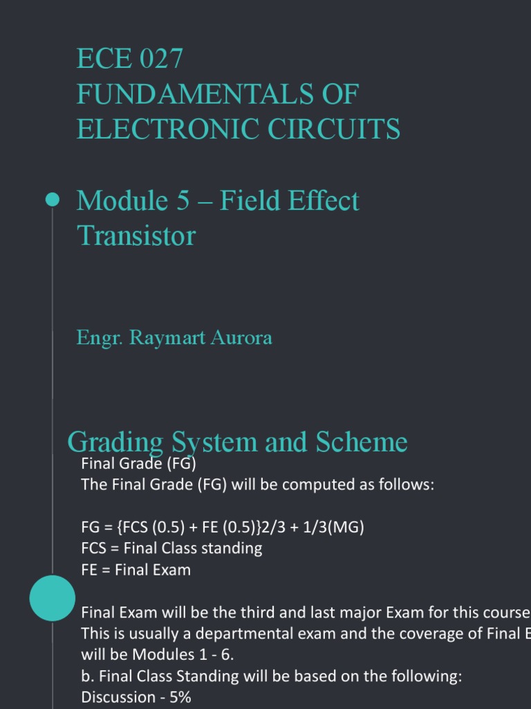 ECE 027 - Module 5 Field Effect Transistor | PDF | Field Effect ...