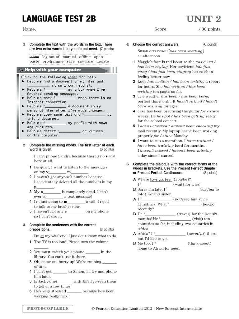 Language Test 2B: Unit 2 | PDF | Cyberspace | Computing
