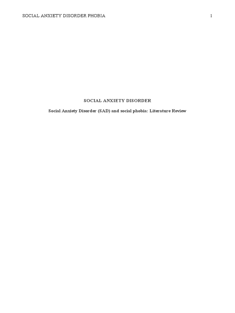 SAD Social Anxiety Disorder | PDF | Social Anxiety | Social Anxiety ...