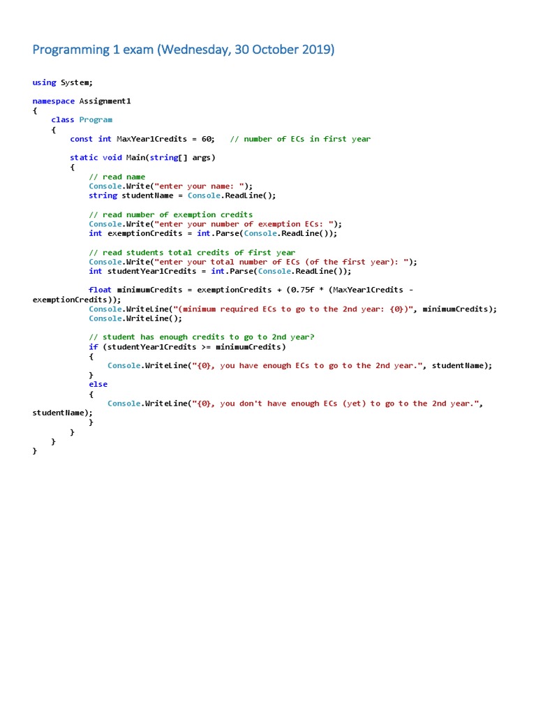 Programmeren1 Tentamen Code | PDF | Namespace | Programming Paradigms
