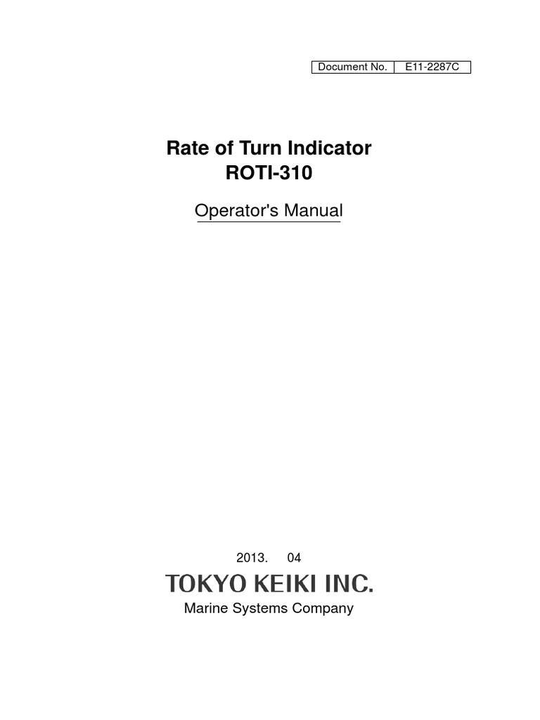Rate of Turn Indicator ROTI-310 Operator's Manual | PDF