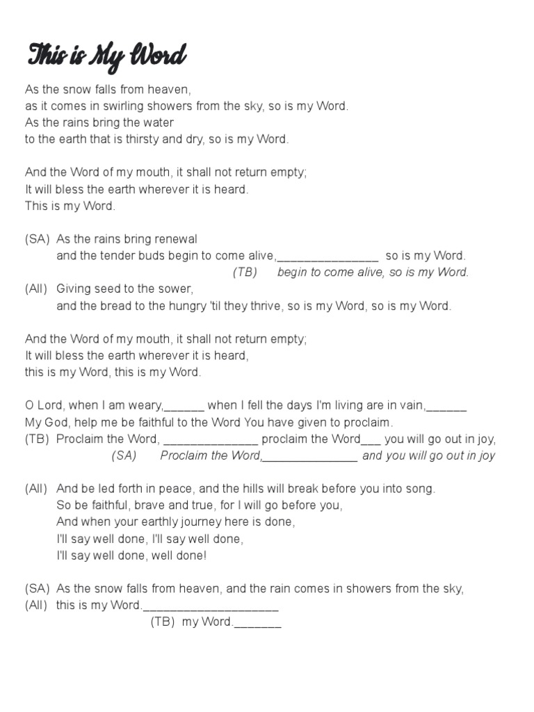 This Is My Word - LYRICS | PDF