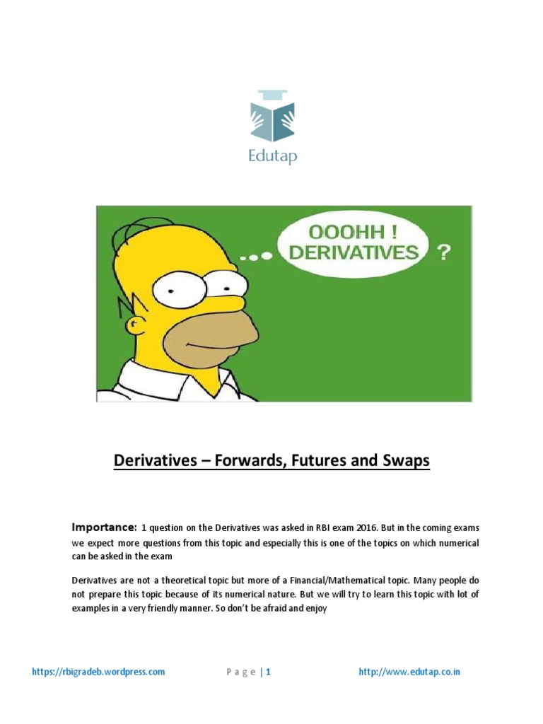 Derivatives - Forwards, Futures and Swaps: Importance | PDF ...