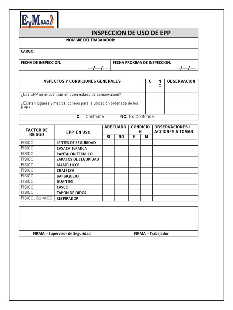 Formato de Uso de Epp | PDF