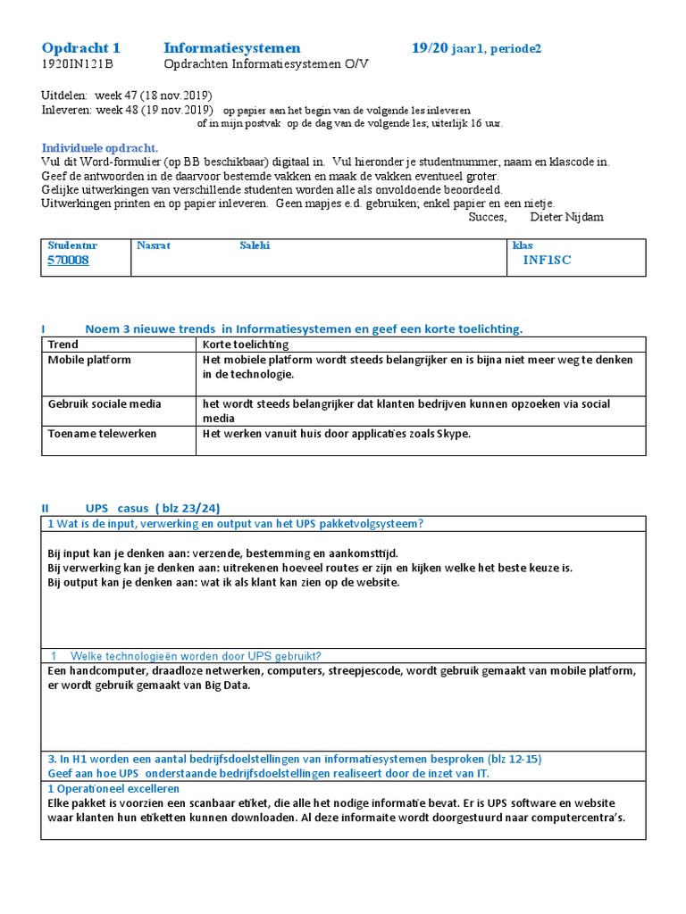 OPDRACHT1 Informatiesystemen | PDF