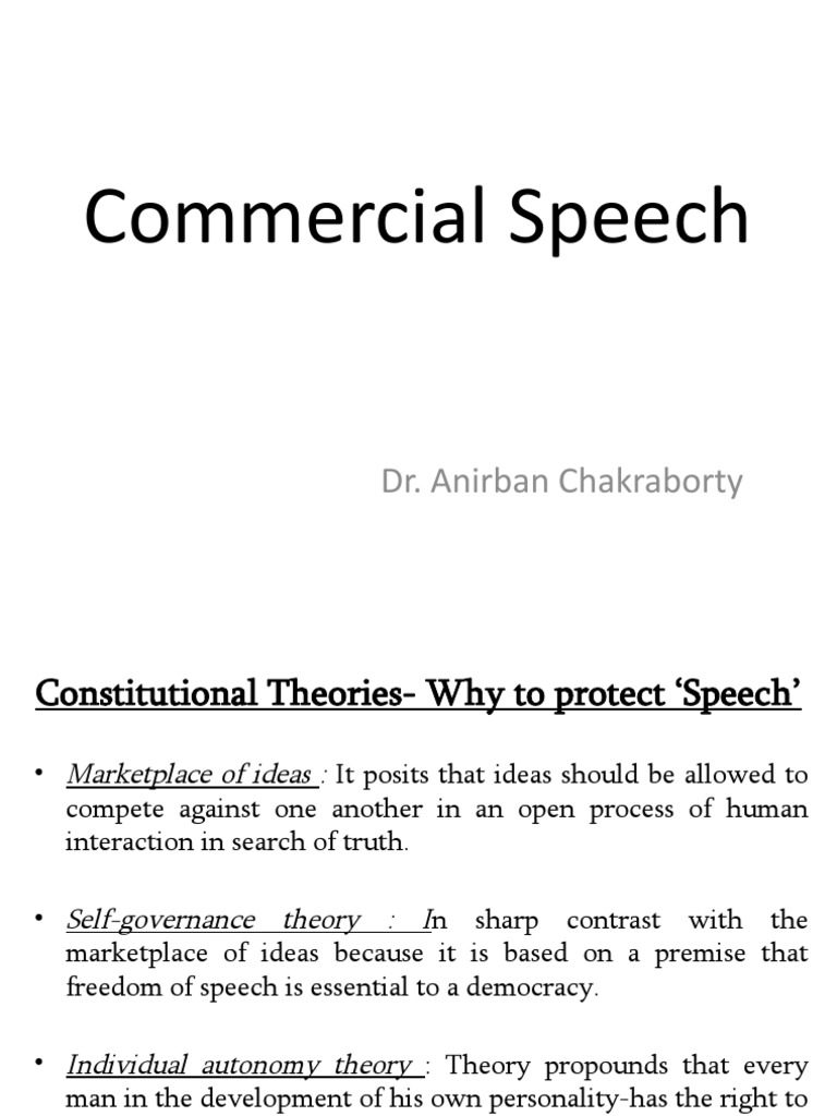 Commercial Speech and Constitutional Rights | PDF | First Amendment To ...