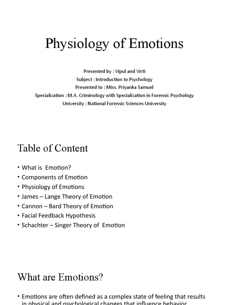 Physiology of Emotions | PDF | Emotions | Facial Expression