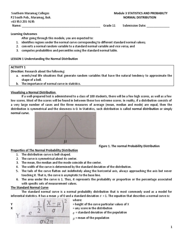 Grade11 Statistics and Probabilty - Module 3 | PDF | Standard Score ...