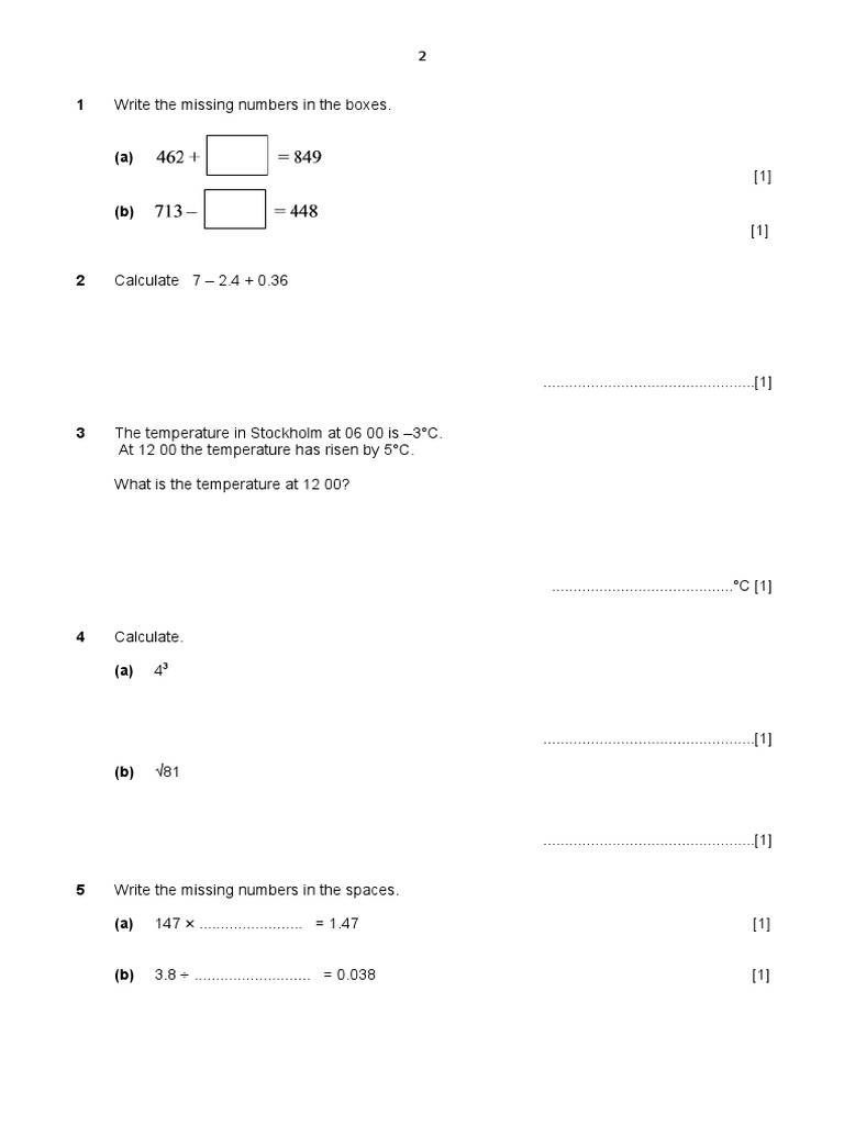 Math Year 9 Appitude Test 2017 | PDF | Teaching Mathematics