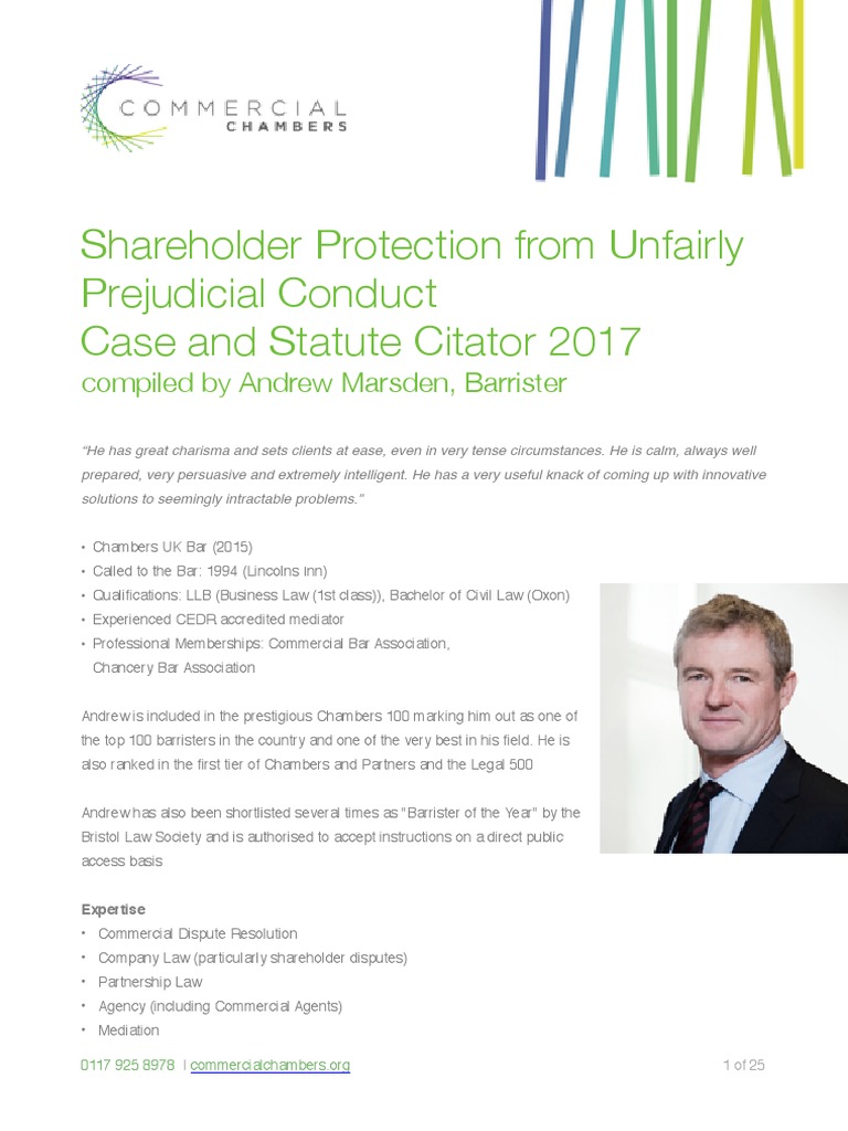 Shareholder Protection From Unfairly Prejudicial Conduct (Case and ...