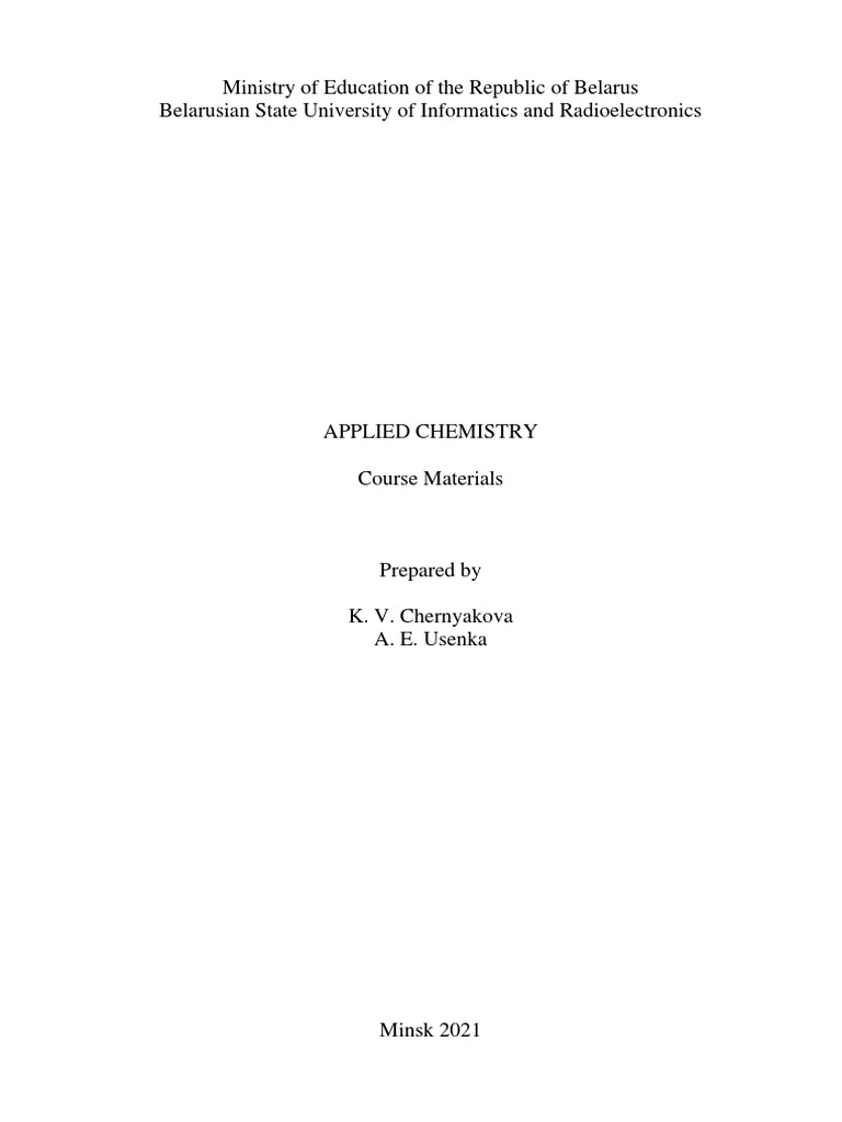 Applied Chemistry Course Materials | PDF | Mole (Unit) | Photon