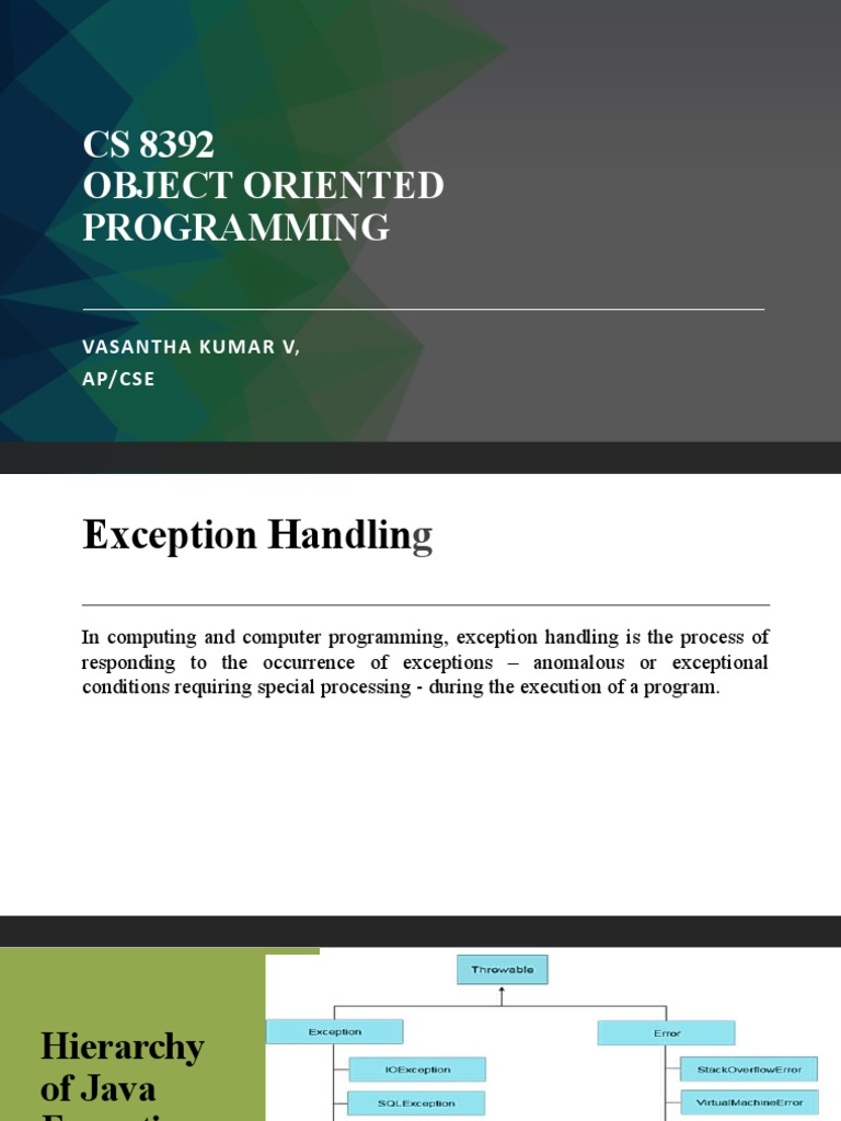 CS8392 - Oop - Unit - 3 - PPT - 3.1 | PDF | Java (Programming Language) | Object Oriented ...