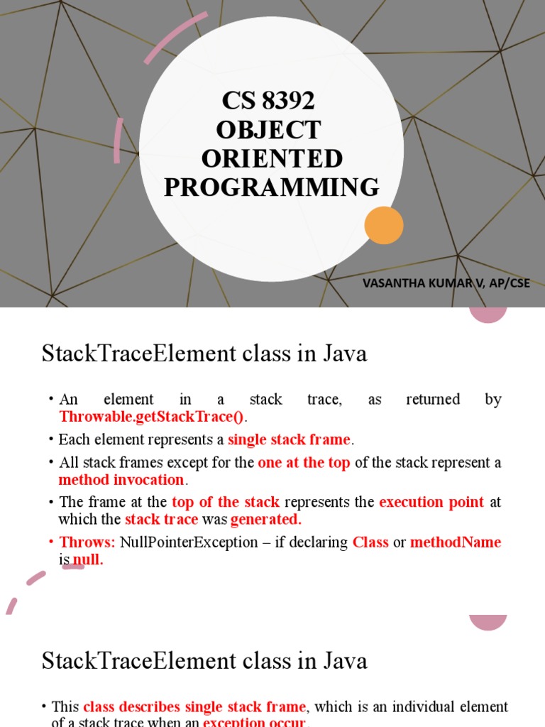 Java StackTraceElement Class Overview | PDF | Method (Computer Programming) | Boolean Data Type