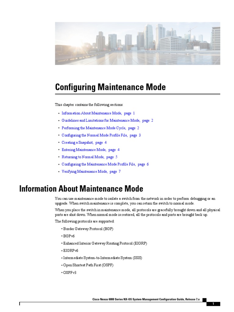 Configuring Maintenance Mode | PDF | Router (Computing) | Internet Protocols
