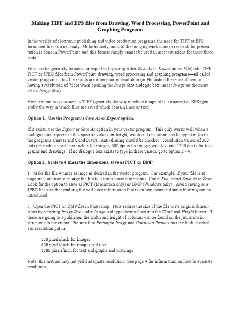 Making Tiff and Eps Files From Drawing, Word Processing, Powerpoint and ...