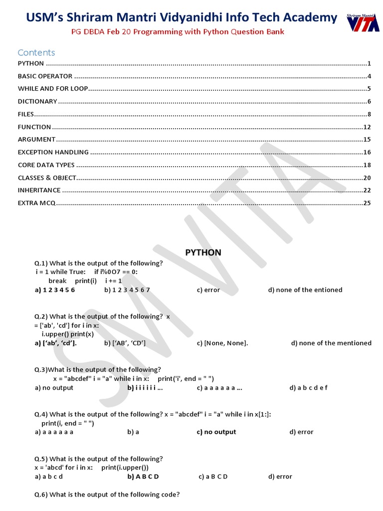 Programming With Python Pgdbda Feb20 Pdf Parameter Computer Programming Control Flow
