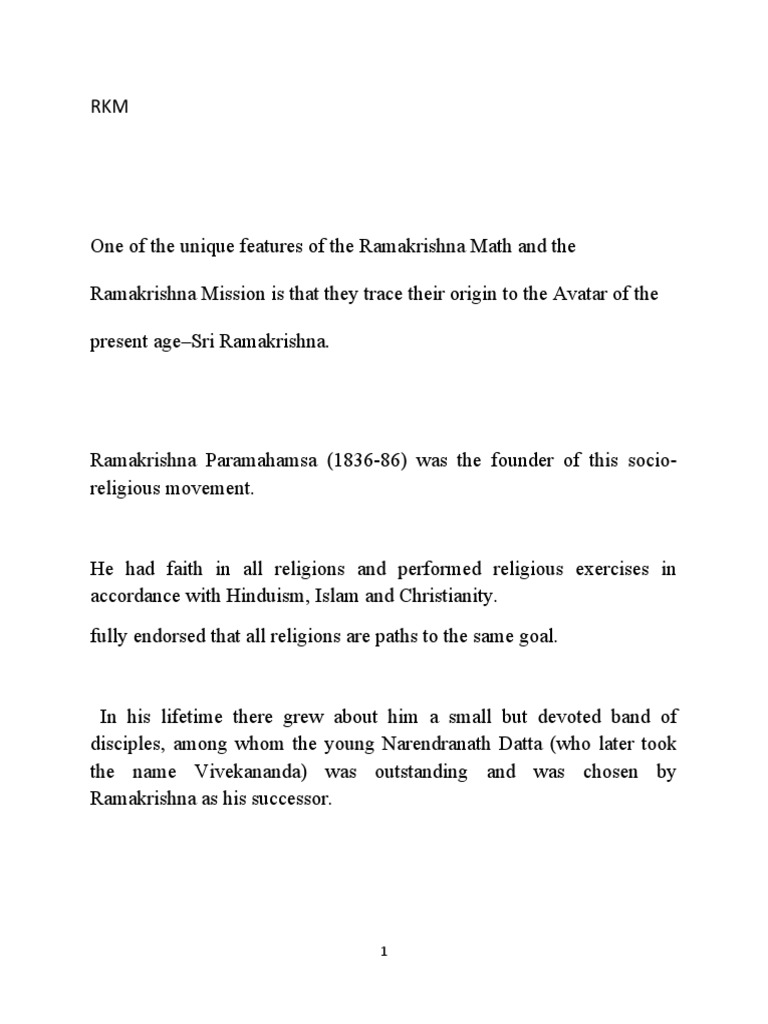 RKM | PDF | Ramakrishna Mission | Swami Vivekananda