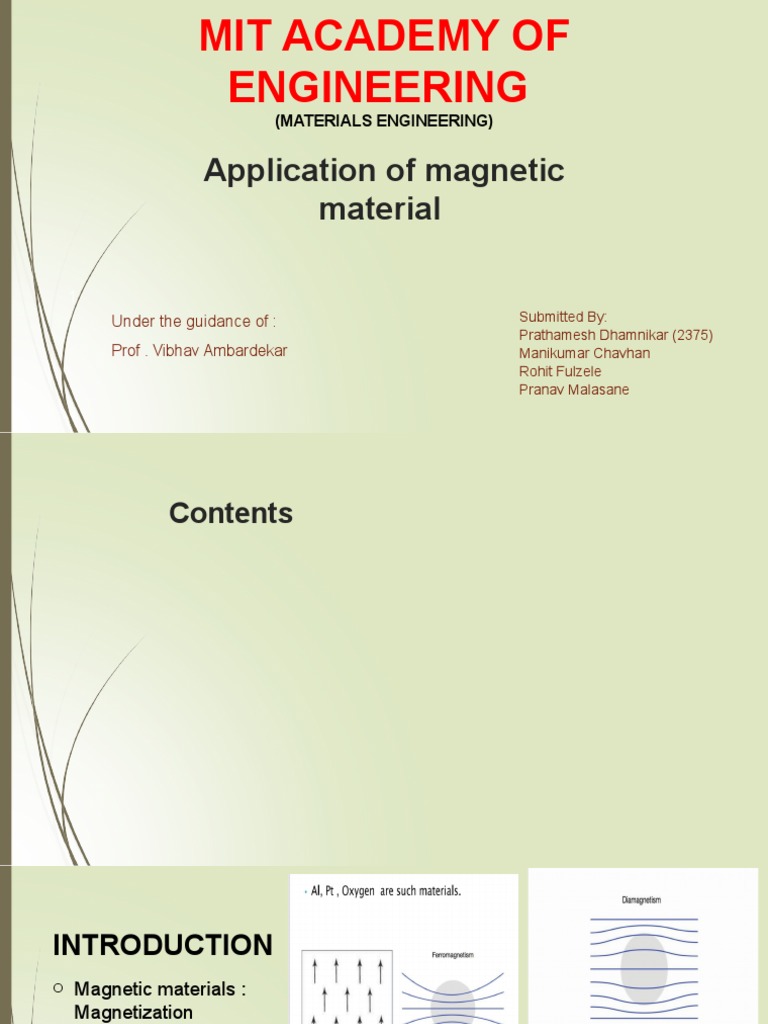 Application of Magnetic Material: (Materials Engineering) | PDF