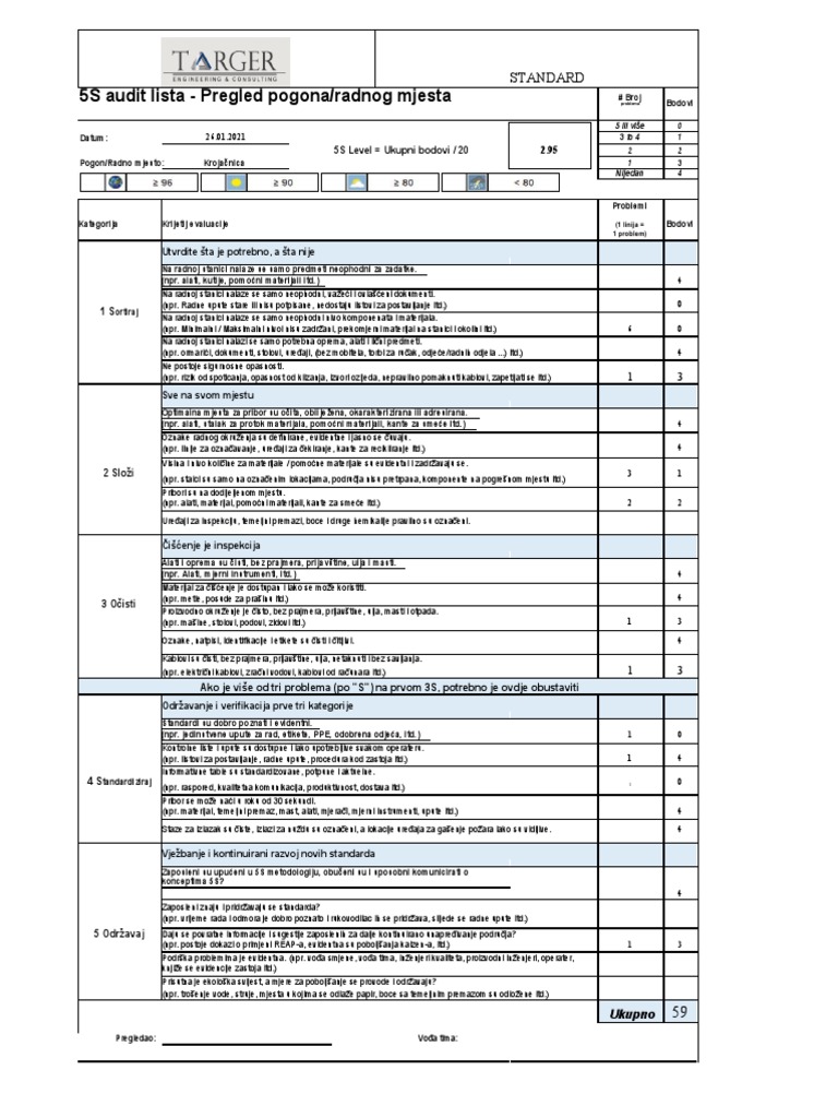 5S Checklist Standard | PDF