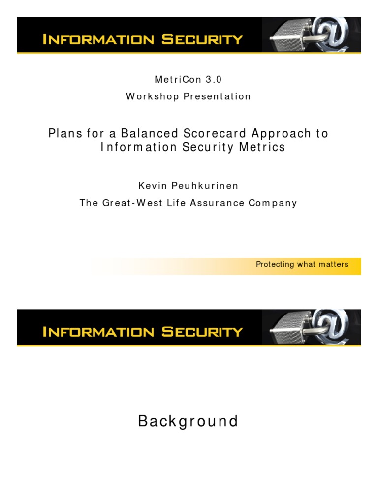 Plans For A Balanced Scorecard Approach To Information Security Metrics ...