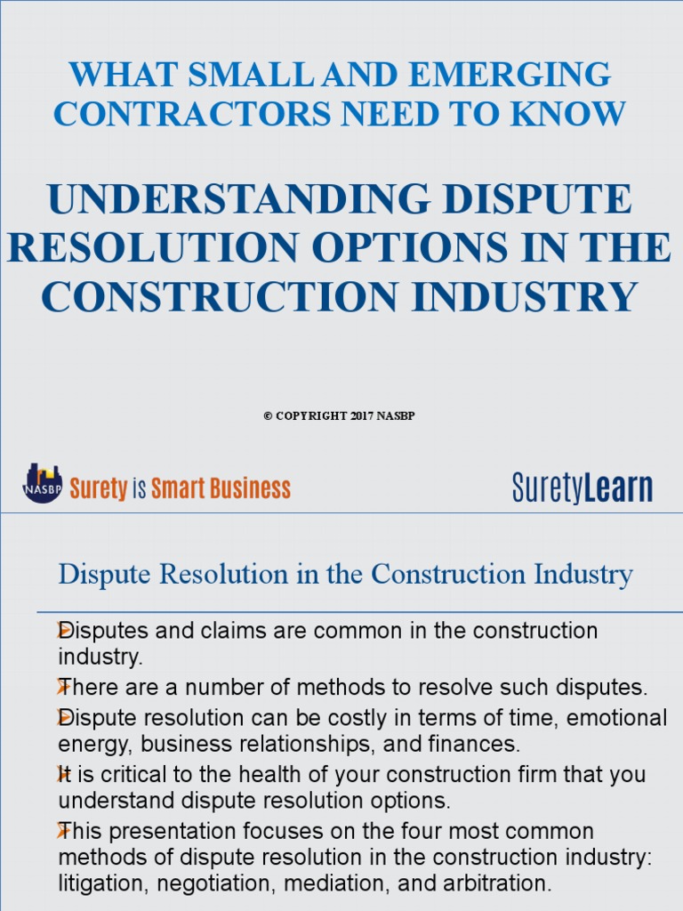 What Small and Emerging Contractors Need To Know: Understanding Dispute ...