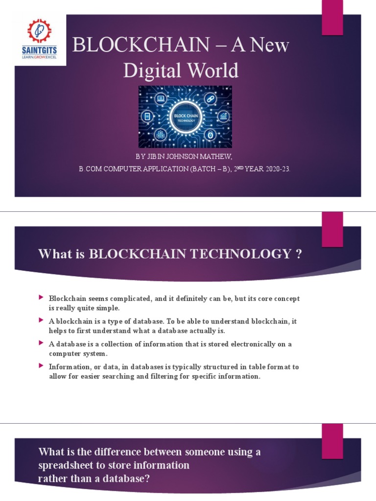 BLOCKCHAIN - A New Digital World | PDF | Databases | Information