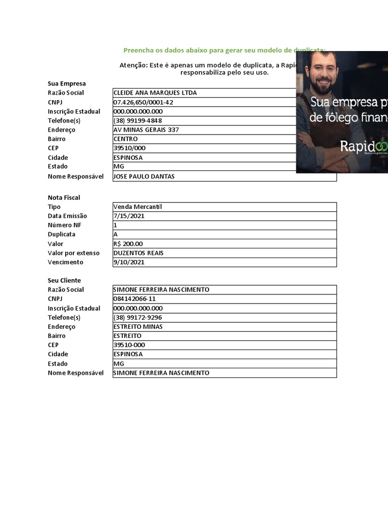 Modelo de Duplicata Mercantil | PDF | Business | Science