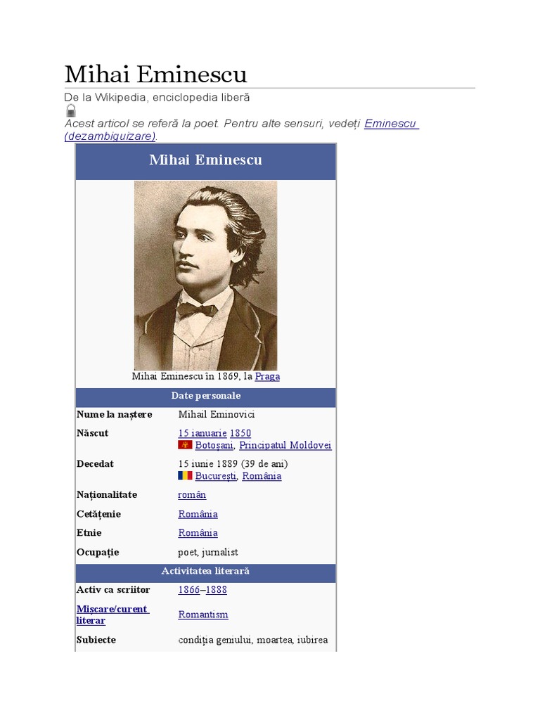 Mihai Eminescu Da | PDF