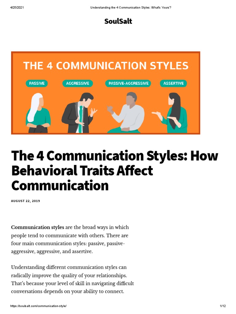 Understanding The 4 Communication Styles - What's Yours | PDF ...